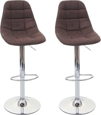 Hhg 2x Tabouret de bar HHG-356, tabouret de bar, vintage brun foncé, textile