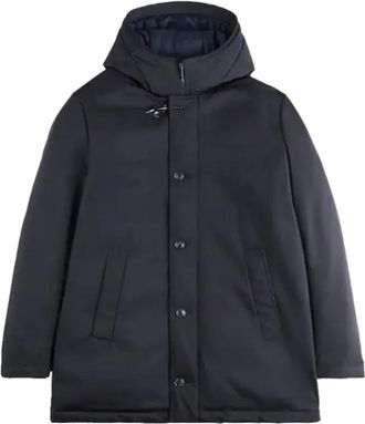 Fay Homme, Manteaux, Bleu, Taille: XL Hooded Pea Coat