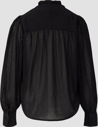 QS by s.Oliver Langarmbluse Bluse Strukturierte Chiffonbluse mit Punktemuster