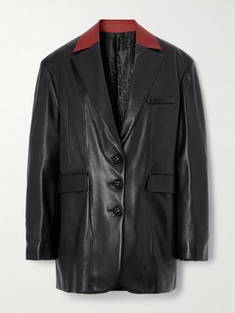 Paco Rabanne Zweifarbige Oversized-jacke Aus Leder - Schwarz