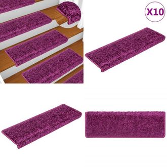 vidaXL Stufenmatten 10 Stk. 65x21x4 cm Violett - Stufenmatte - Treppenmatte - Treppenteppich - Rutschfeste Matte - Dekorative Treppenmatte - Home & Living
