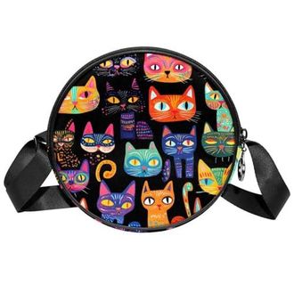 Generic Sac &agrave; bandouli&egrave;re rond pour femme, petit sac &agrave; bandouli&egrave;re avec fermeture &eacute;clair et bretelles r&eacute;glables style d&eacute;contract&eacute; pour femmes et filles