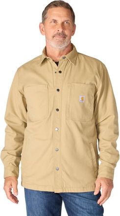 Carhartt Work in Progress Herren Rugged Flex Relaxed Fit Canvas Fleece Lined Snap-Front Shirt Jac, Dunkles Khaki, XX-Large