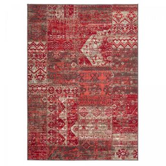 Un amour de tapis Unamourdetapis - Tapis salon et chambre 120x170 rouge rectangle tissé motif ethnique LYN1 patwork