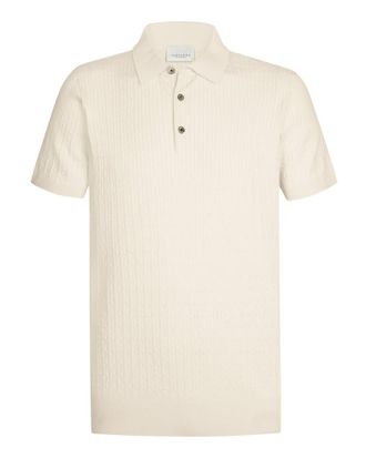 Profuomo Strick-Poloshirt mit Tencel in Zopfstrickmuster in