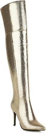 Generic dor,39 EU,Bottes Hautes en Cuir Verni PU pour Femmes, Bout Pointu, Fermeture éclair latérale, Tendance, Confortables, Talons Aiguilles, au-Dessus du G