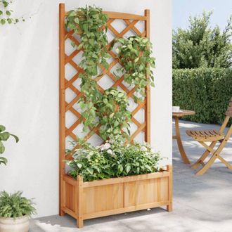 vidaXL Jardini&egrave;re avec treillis marron bois massif de sapin