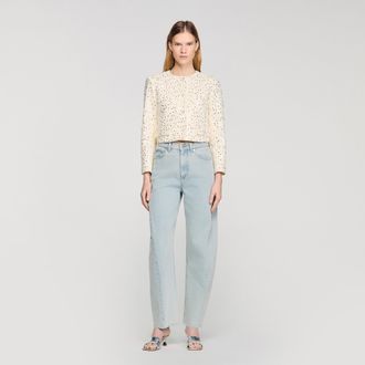 Sandro Veste courte &agrave; sequins en coton
