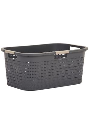 Rotho W&auml;schekorb Country, Anthrazit, Kunststoff, 40 L, 38.9x25.1x58 cm, Blauer Engel, Reach, DIN EN ISO 14001, DIN EN ISO 9001, Made in Switzerland, Tragegr