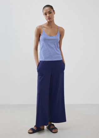 Mango Top coton rayure tiss&eacute;e bleu - Femme - S - MANGO