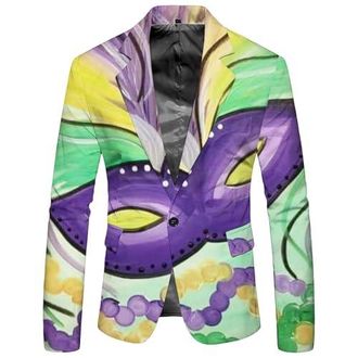 Generico Blazer Homme de Carnaval Style Hip Hop Disco Hippie années 70 Costume de loisirs avec motifs colorés et veste vintage amusante à un bouton pour carnav