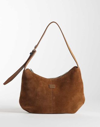Tommy Jeans Weiche Wildleder-Schultertasche in Braun-Brown