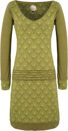 vishes Leichtes Jerseykleid Langarm mit Punkten in Olive | Gr&ouml;&szlig;e 4XL (48-50) | Handgefertigt aus 100% Baumwolle | Ideal f&uuml;r Herbst & Fr&uuml;hjahr | Nachhaltige A