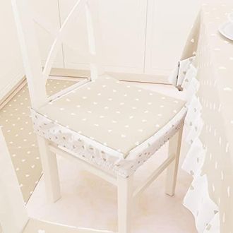 Petti Artigiani Italiani Kissen f&uuml;r K&uuml;chenst&uuml;hle mit Gummizug 2 St&uuml;ck, Stuhlkissen aus Baumwolle mit Gummizug 40 x 40 cm - 2er-Set Herzen in Beige, 100% Made in Italy