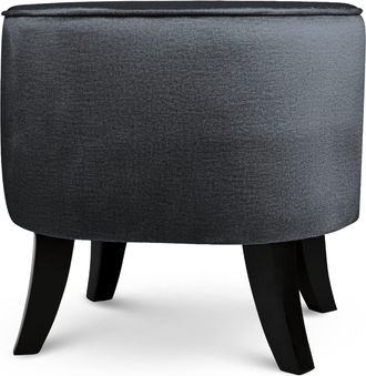 MG Design Ovaler Samt-Hocker 42 x 52 cm in Grau mit Holzbeinen - Gepolsterter Fu&szlig;hocker f&uuml;r Wohnzimmer oder Schlafzimmer