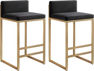 Generic K&uuml;chenbarhocker, 2er-Set, mit schmiedeeisernen Beinen und ergonomischer R&uuml;ckenlehne, ideal f&uuml;r K&uuml;cheninsel, Theke und Zuhause