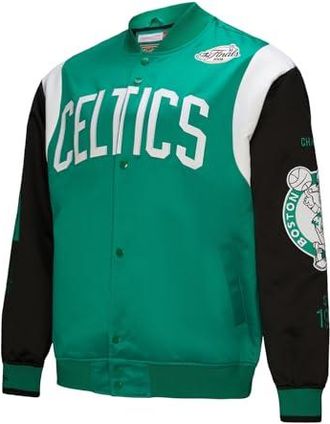 Mitchell & Ness NBA Team Origins Veste légère en satin avec logo vintage, Boston Celtics Veste Vert, L