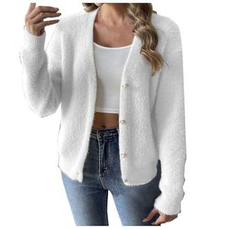Generic Cardigan &agrave; quatre boutons pour femme - Automne et hiver, blanc, XL