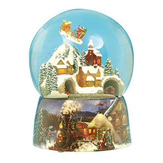 Musicboxworld Musicbox World Train Schneekugel mit bekannter Melodie, Glas, Mehrfarbig, 21 cm