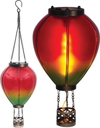 GardenKraft 10919 Hei&szlig;luftballon Laterne Solarbetriebene Au&szlig;enleuchte Effiziente LEDs Langlebige Konstruktion Flammeneffekt Warmwei&szlig;e Lichtfarbe