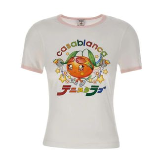 Casablanca Mascot Ringer T-Shirt - - Tops - Damen - Wei&szlig; - S