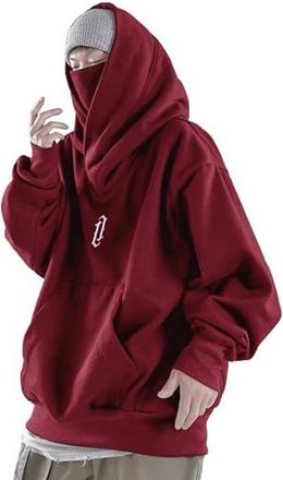 Generic Ninja Sweat à capuche pour homme Japon Harajuku Style Ninja Double Cou Coton Hip Hop Sweat à capuche surdimensionné épais Pull Techwear avec capuche, 
