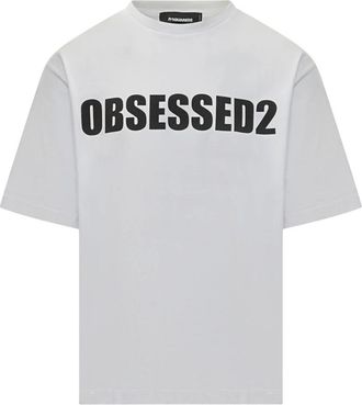 Dsquared2 Homme, Tops, Blanc, Taille: 2XL T-Shirt en coton coupe ample