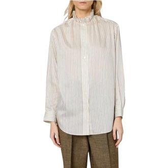 Paul Smith Gestreiftes Hemd mit R&uuml;schenkragen - - Blouses & Shirts - Damen - Beige - M