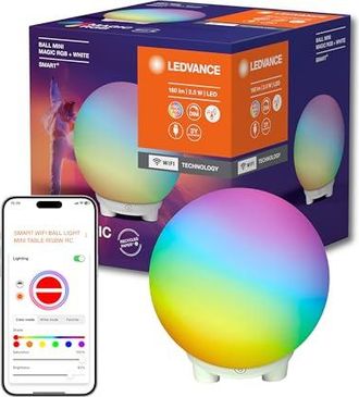 Ledvance 4058075831711 Smart WiFi Ball Mini MGC RGBW USB LEDV, Polycarbonate (PC) Acrylonitrile butadi&egrave;ne styr&egrave;ne (ABS), 2.5 W, White
