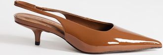 Topshop Ali Slingback-Pumps mit Kitten-Heel in Hellbraun Lack