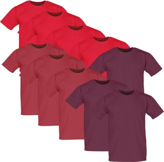 Fruit Of The Loom Valueweight T Shirt 10er-Pack Herren, 4xRed+3xBurgundy+3xBrickRed, XXL