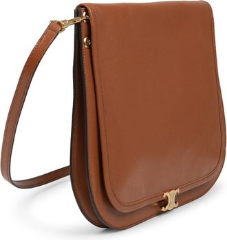 Celine Womens Shoulder Bag Besace Triomphe Brown Leather Lamb