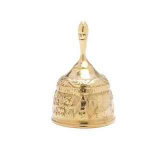 NKlaus Tischglocke Christkind Klang 4 Apostel Messing massiv 10cm H&ouml;he Weihnachtsglocke antik Optik Handglocke individueller Klang Rufglocke 4023