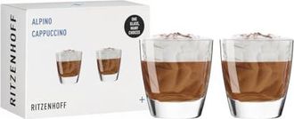 Ritzenhoff 3992001 Cappuccino Glas - 200 ml - 2er Set - Alpino, mit Relief-Struktur - für Kaffee, Kakao, Milch - Made in Germany