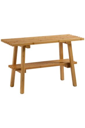 CARRYHOME Schuhbank, Natur, Holz, Bambus, massiv, 1-Sitzer, 70x45x28 cm, Garderobe