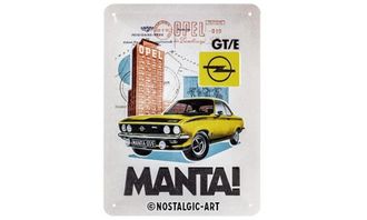 Nostalgic Art Retro Blechschild, 15 x 20 cm, Opel - Manta GT/E Collage - Geschenk-Idee für Opel-Zubehör Fans, Original Lizenzprodukt (OLP), aus Metall, Vintage Desi