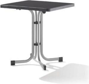 Sieger Sieger 231/A Boulevard-Klapptisch mit mecalit-Pro-Platte 70 x 70 cm, Stahlrohrgestell graphit, Tischplatte Schieferdekor anthrazit