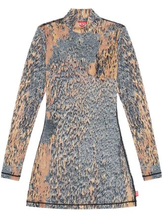 Diesel robe courte D-Eleo &agrave; imprim&eacute; abstrait - Bleu