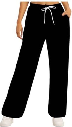 Generic Pantalon de surv&ecirc;tement ample &agrave; jambe large pour femme en polaire athl&eacute;tique 2025, jambe droite, taille haute, jambes larges, bas ouvert, taille haute