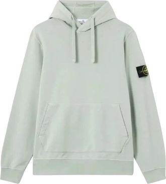 Stone Island Cotton Fleece Hoodie Sweater - - Sweatshirts & Hoodies - Herren - Gr&uuml;n - L