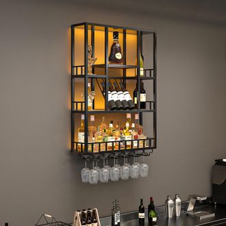 Generic Flaschenhalter: Industrieller Metall-Likör-Flaschenhalter, hängender Weinflaschenhalter, Weinflaschenhalter, Weinflaschenhalter, Wandregal für Dekorat