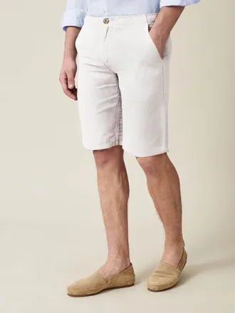 Luca Faloni Panarea-Shorts in Wei&szlig; aus Leinen-Baumwolle f&uuml;r Herren