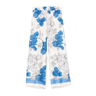 P.A.R.O.S.H. Gebl&uuml;mte blaue Hose mit elastischem Bund - - Trousers - Damen - Blau - XS