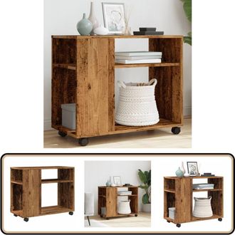 vidaXL Vidaxl - Beistelltisch mit Rollen Altholz-Optik 70x35x60cm Holzwerkstoff