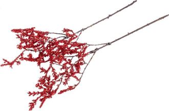 DPI künstlicher Deko-Zweig mit Glitter (2 Stück) (Rot)