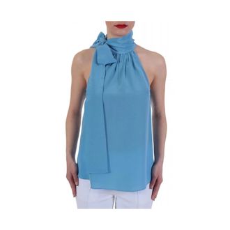 Michael Kors Tie Neck Shoulder Top - - Tops - Damen - Blau - M