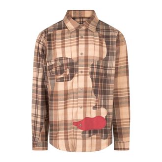 KidSuper Studios Flanelle Patchwork Visage - Homme - Chemises - Brun - Taille: M