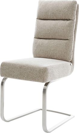 DELIFE Schwingstuhl Pela-Flex Freischwinger flach Edelstahl Webstoff Soft Beige Taschenfederkern