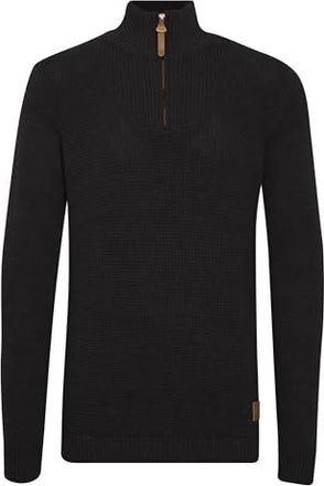 Solid SDTommy Homme Pull en Maille Fine Pull avec col Troyer Poignets c&ocirc;tel&eacute;s M&eacute;lange de Coton Regular Fit, Taille:L, Couleur:Black (9000)