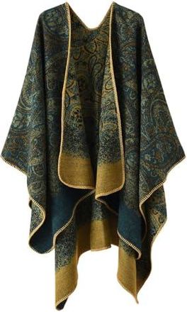 Generic Poncho Femme Hiver Chaud Chale Femme Hiver Chaud Cape Femme Effet enveloppant Ch&acirc;le Imprim&eacute; Doux Cardigan Double &Eacute;paisseur Tr&egrave;s